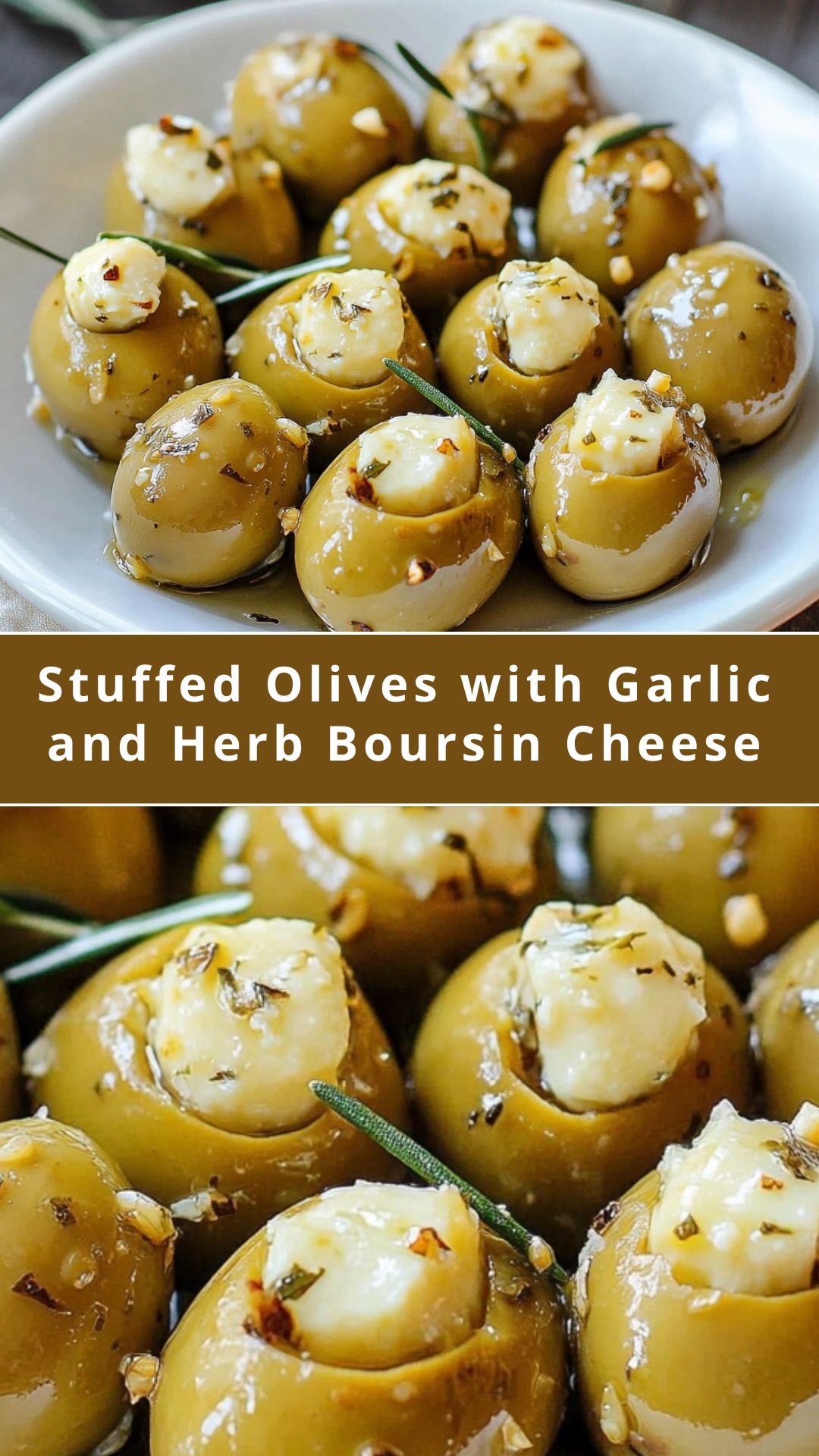 Stuffed Olives with Garlic and Herb Boursin Cheese - WEEKNIGHT RECIPES